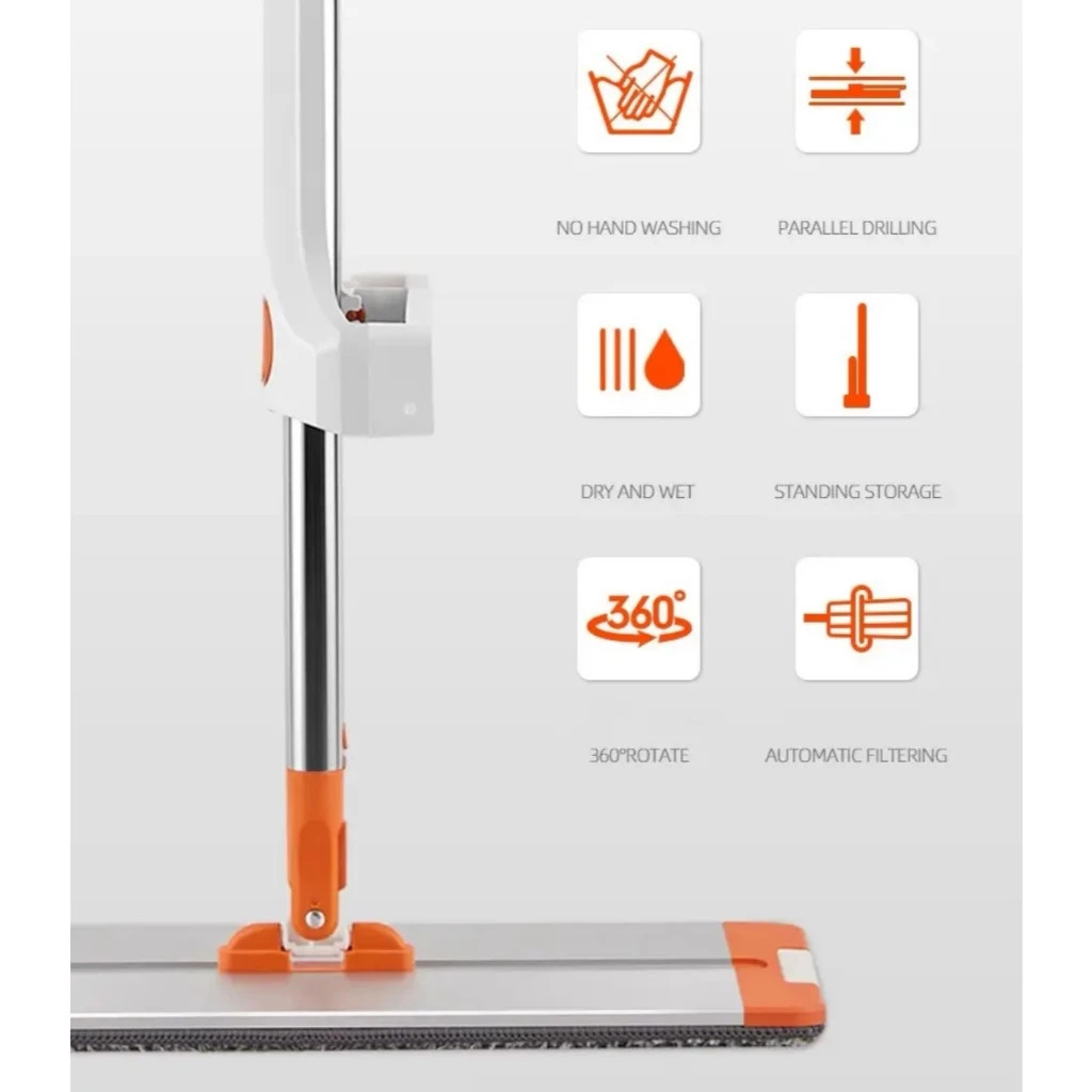 45cm Oversized Panel Squeeze Mop 360 Darjah Berputar Mop Lipat Mop ...