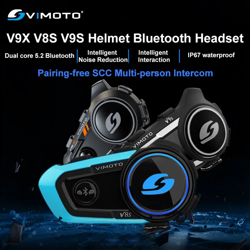 Vimoto V8S/V9S/V9X Motorcycle Helmet Headset Easy Rider Bluetooth 5.0 Intercom IP67 Noise ...