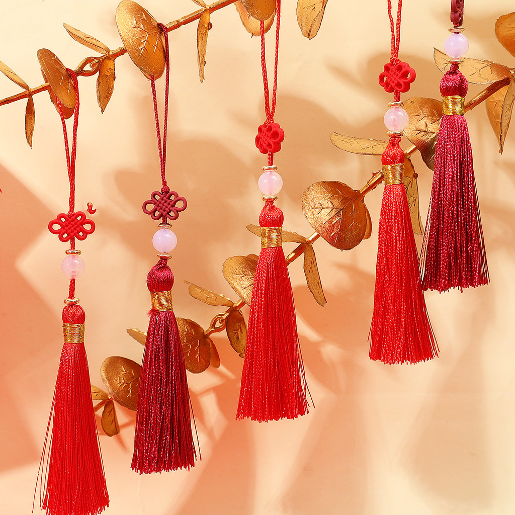 5 Pcs Retro Style New Year Red Chinese Knot Tassel Charm - Home Party ...