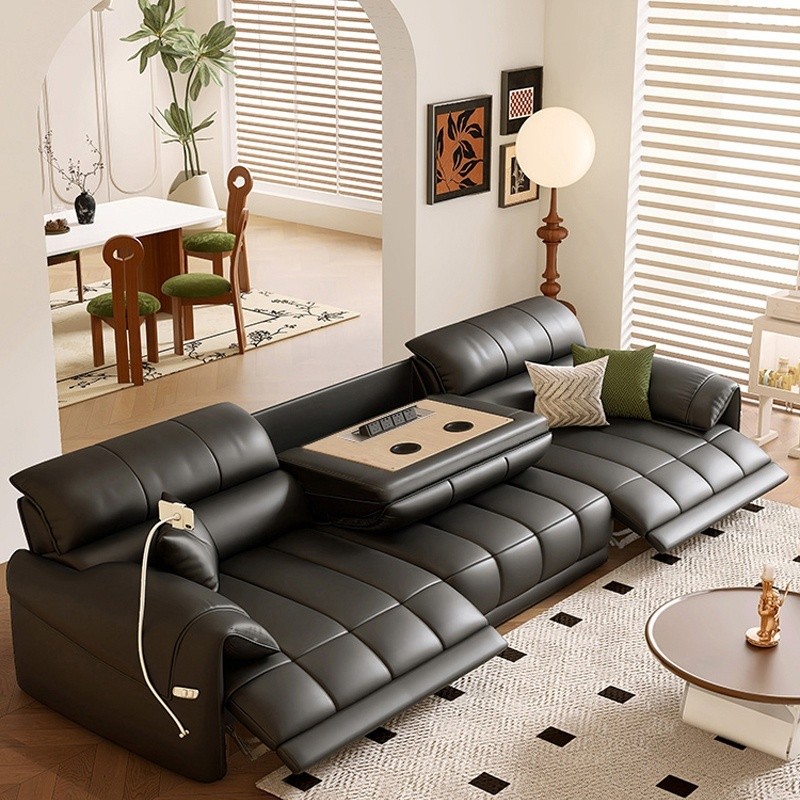 Lazy Sofa Leather Sofa Living Room Recliner Sofa Top Layer Cowhide Sofa ...