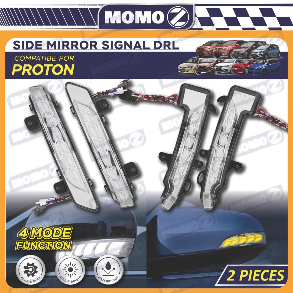 Car PROTON Dynamic Door Side Mirror LED Running Day Chrome Albino ...