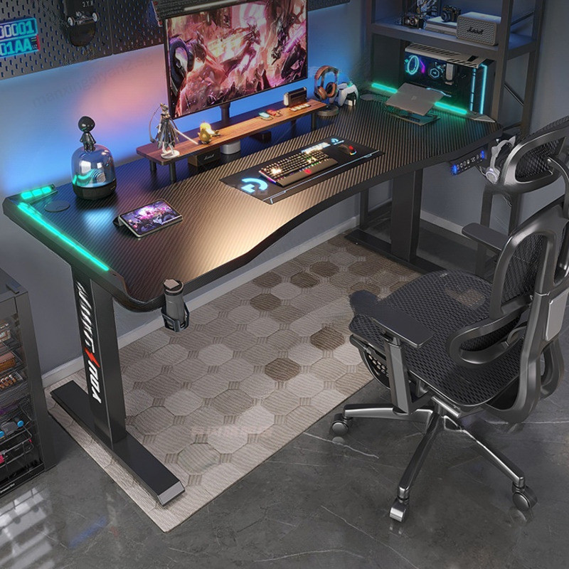 Computer Table Carbon Fibre Gaming Desk Adjustable Lifting And Lowering ...