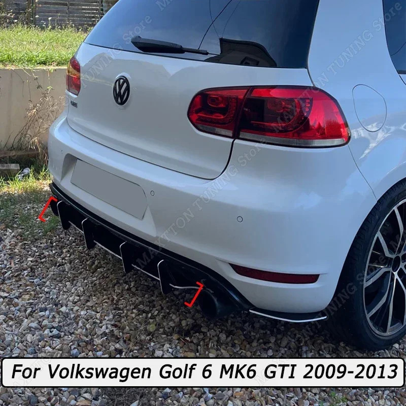 Car Rear Bumper Splitter Diffuser Body Kit Tuning ABS Gloss Black ...