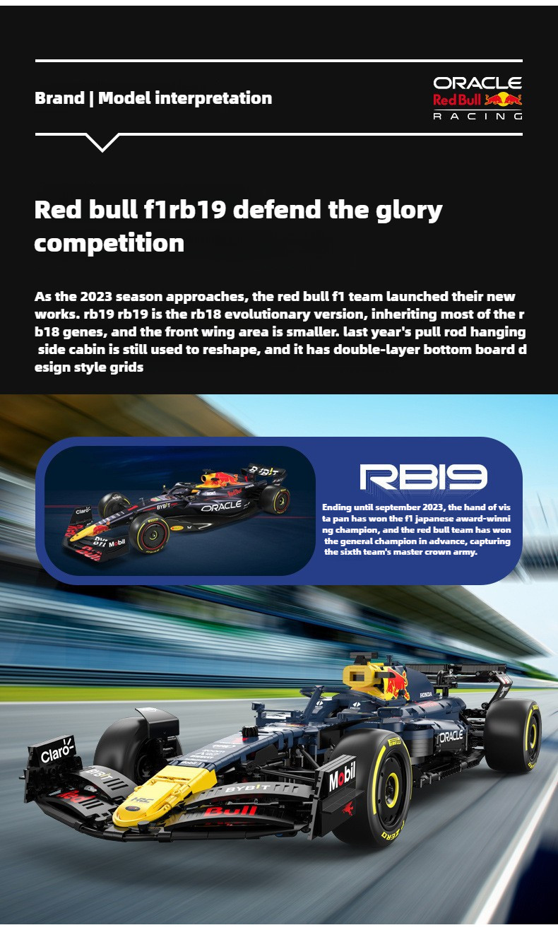 Rastar Technic 1:8 Alpha Red Bull F1 RB19 Bricks Car Building Blocks ...