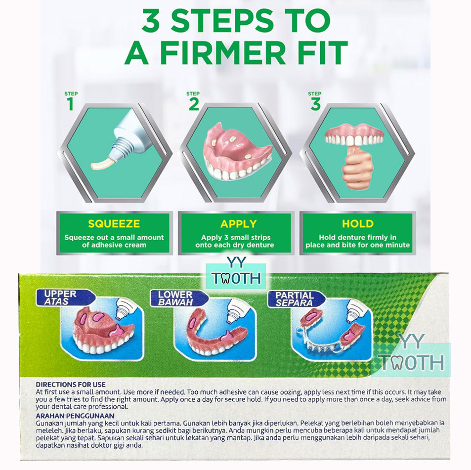 D10D Polident Denture Adhesive Cream 60g(EXP 2027) Fresh Mint flavour ...