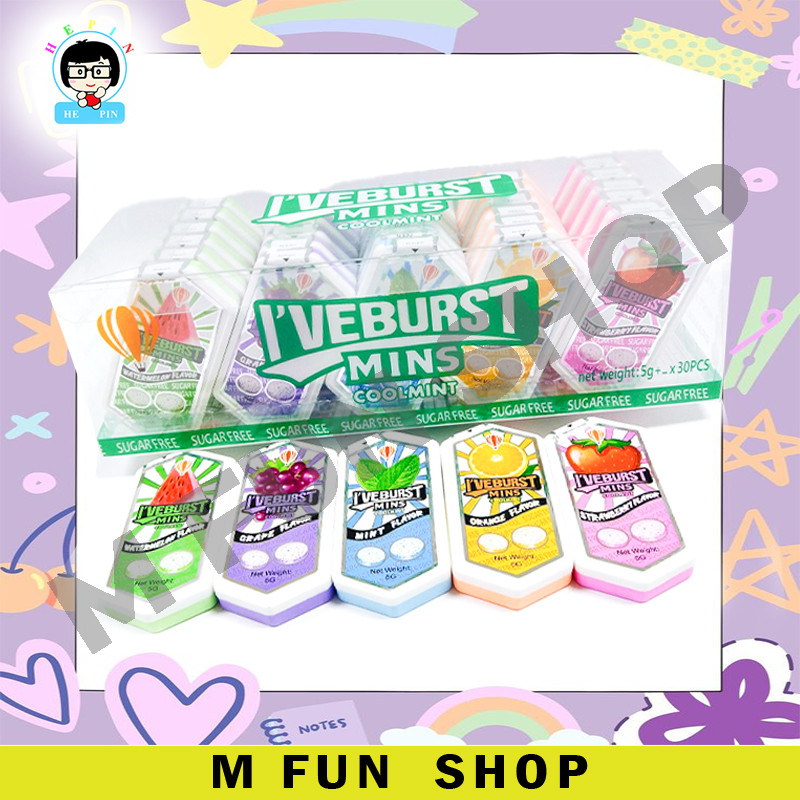 30 Pcs Mini Candy I'Ve Burst Mins Coolmint Gula-Gula Perisa Buah-Buahan ...