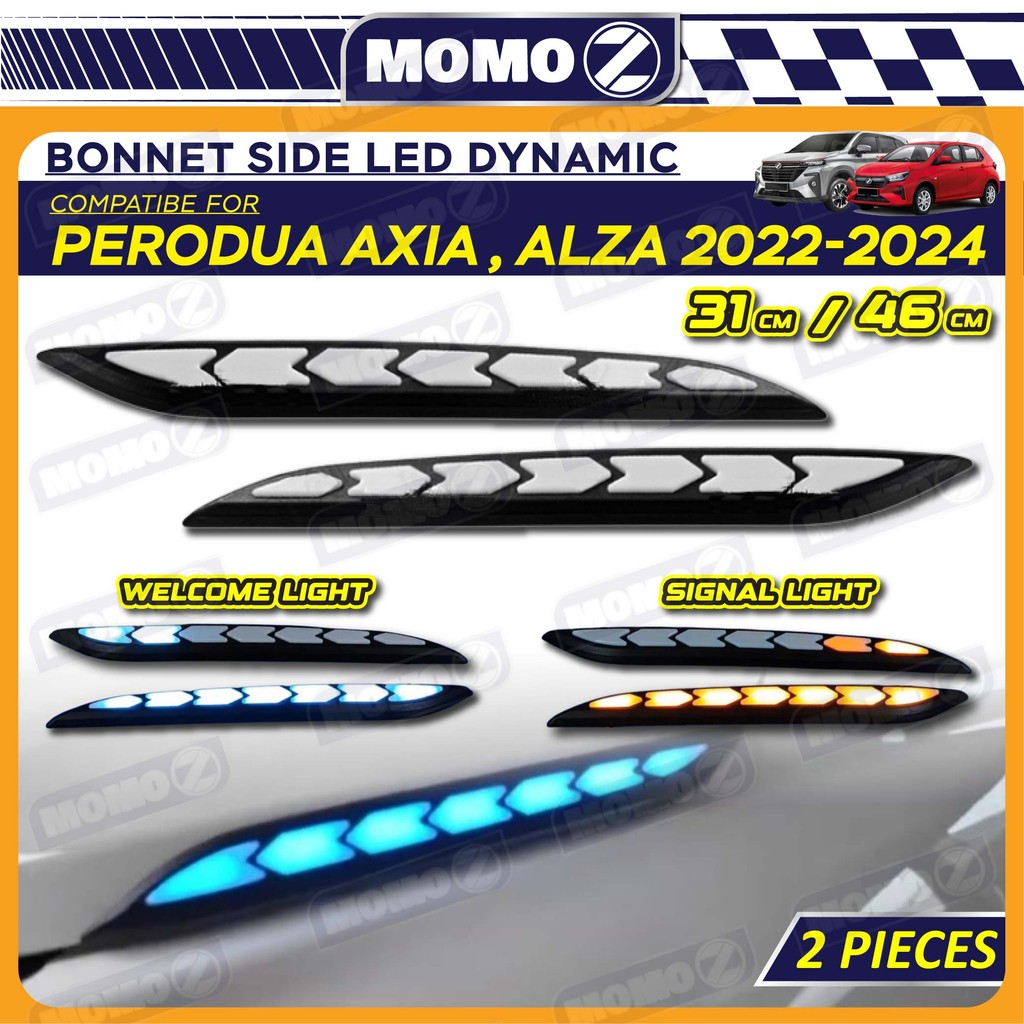 Car Perodua AXIA ALZA 2022 - 2024 Bonnet Side LED DRL Dynamic Daylight ...