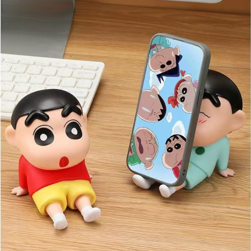 Crayon Shin Chan Mobile Phone Holder Anime Figurine Movable Model Cute ...