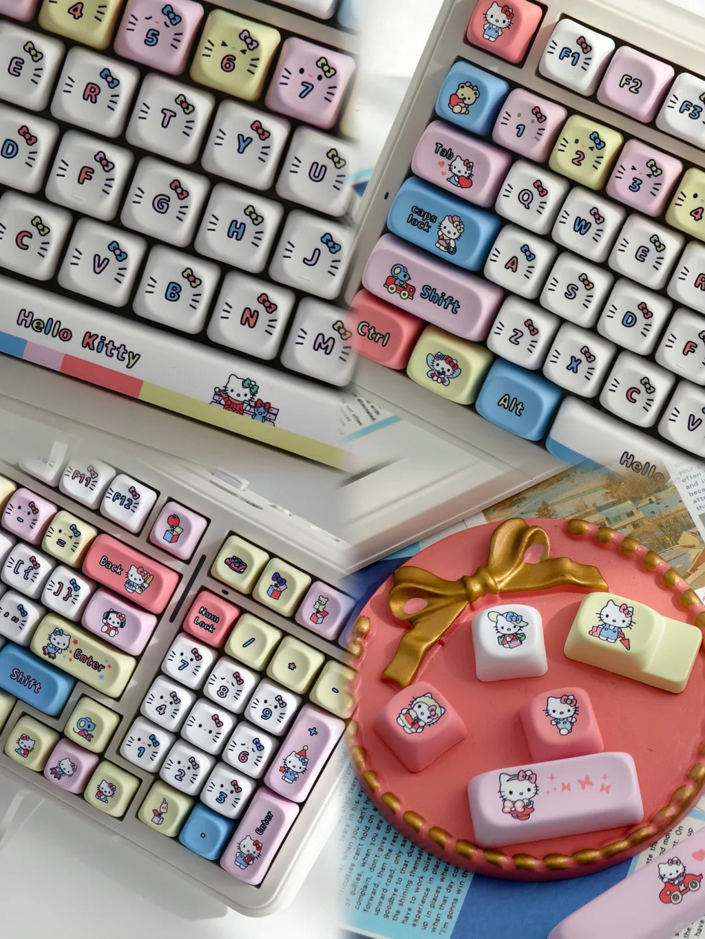 Hello Kitty Keycap MOA Profile 129 Keys PBT Dye Sublimation Wooting MAD ...