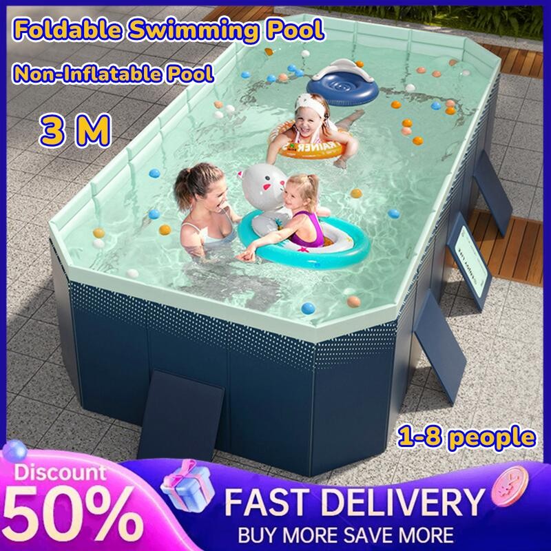 3M Large Foldable Inflatable Swimming Pool for Children Home Outdoor ...