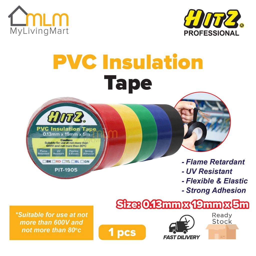 HITZ PVC Insulation Tape Strong Adhesive Electrical Tape Electric Work ...