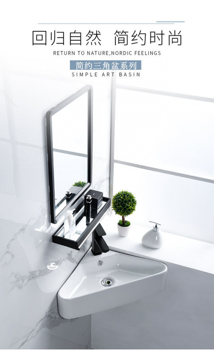 Wall-Mounted Ceramic Triangle Basin Small Wash Basin Washbasin ...