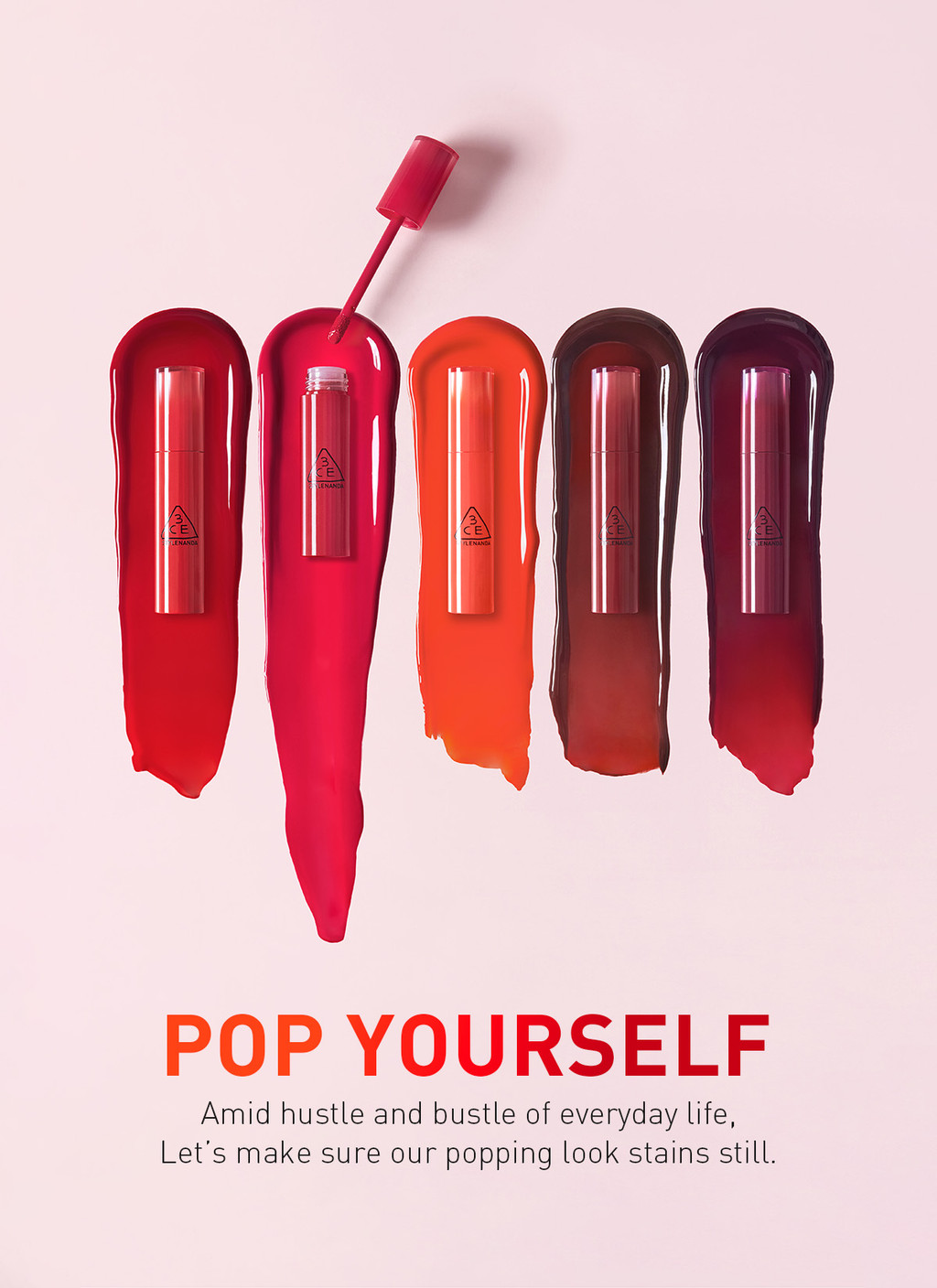 3CE Lazy Pop Lip Stain, water resistant lightweight formula with ...