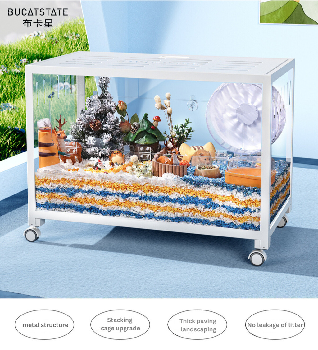 Bucatstate Hamster Cage 80cm / 100cm Stackable Design Come With Wheels ...