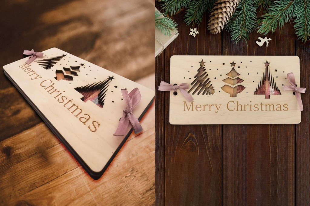 Reusable Festive Gift Card Holder Wooden Christmas Gift Holder Reusable ...