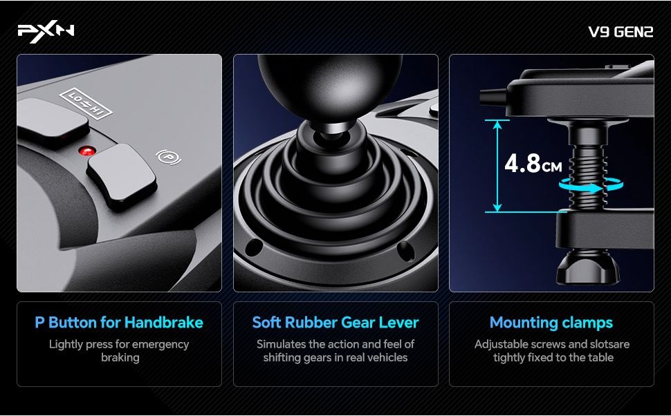 PXN V9 Gen 2 Simulator Racing Wheel Pedal Shifter Set for PC, Xbox ...