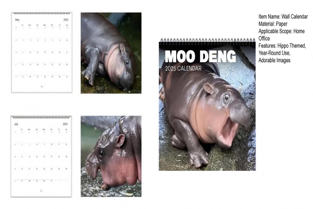 High-quality Calendar Adorable Animal Calendar 2025 Cute Pygmy Hippo ...