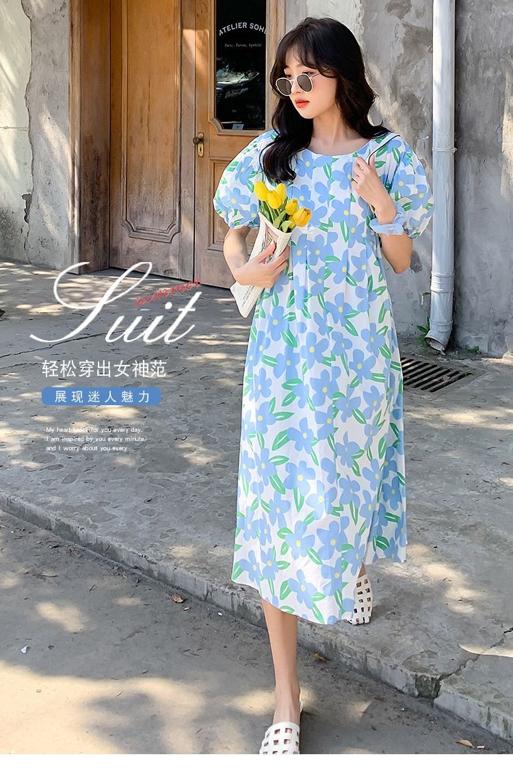 2025 Summer Maternity Floral Dress Viral Matching Set Second Trimester ...