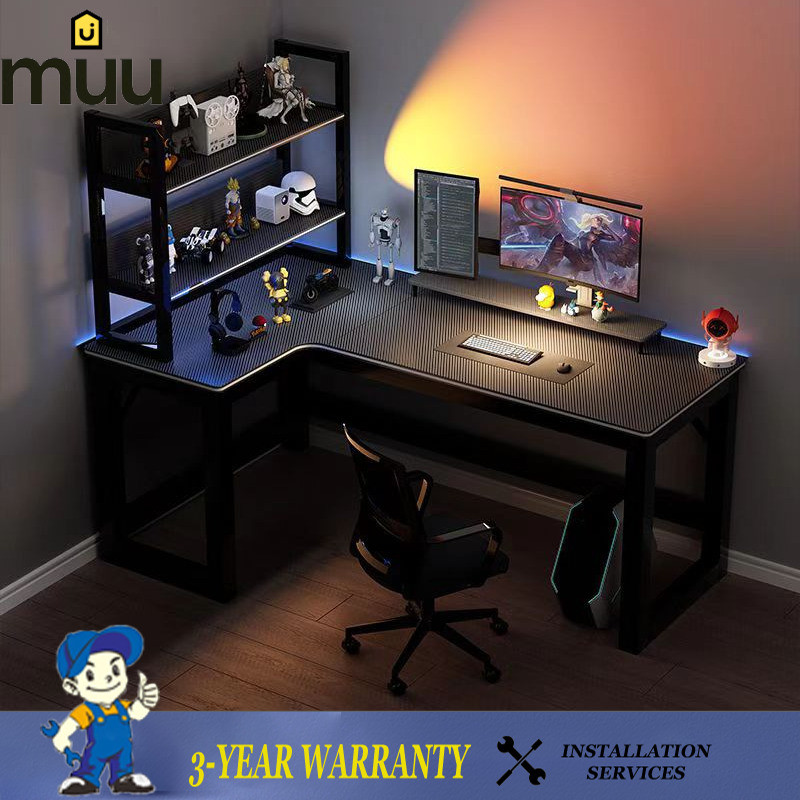 HYY Muu Study Desk Corner L Shape Computer Organizer Gaming Carbon ...
