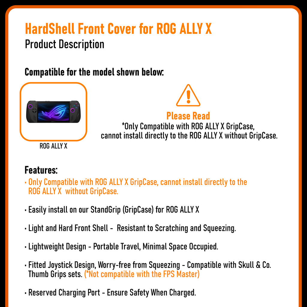 Skull & Co ROG ALLY X Hard Shell Front Cover (Only Compatible with ROG ...