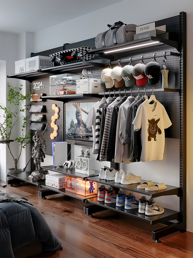 Wardrobe Black/White Simple Wardrobe Shelving Metal Iron Open Wardrobe ...