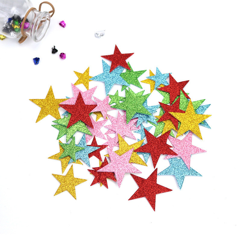 90pcs Christmas Star Stickers Glitter Foam Stickers Crafts Decals Star ...