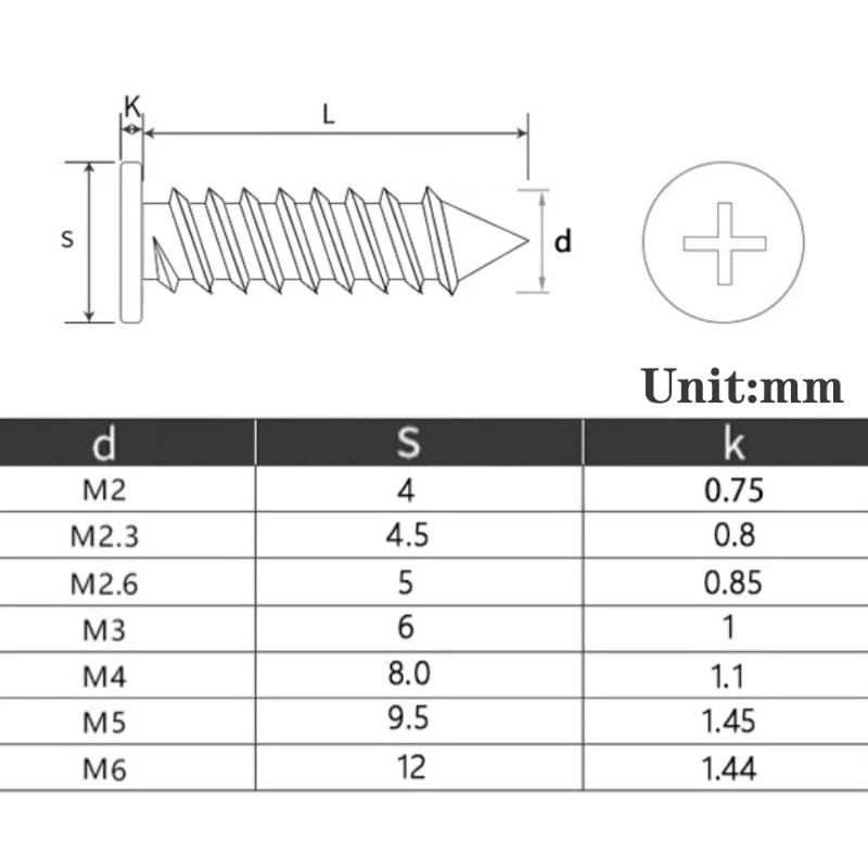M2 M2.3 M2.6 M3 M3.5 M4 M5 M6 304 Stainless Steel Ultrathin Cross Phillips Ultra Thin Flat Wafer ...
