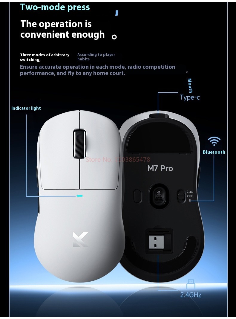 MCHOSE M7 Pro Ultra Wireless Mouse Tri-mode 8K Polling PAW3395 E-sports Gaming Custom Light ...