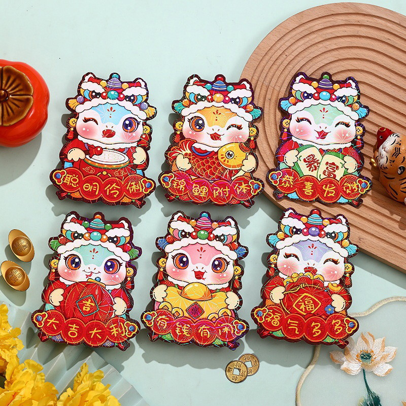 6Pcs Cute Red Envelope Chinese Style Funny Cartoon Red Packets For ...