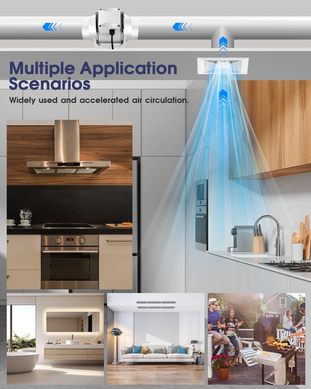 Intelligent remote control 8-inch inline booster high-efficiency duct ...