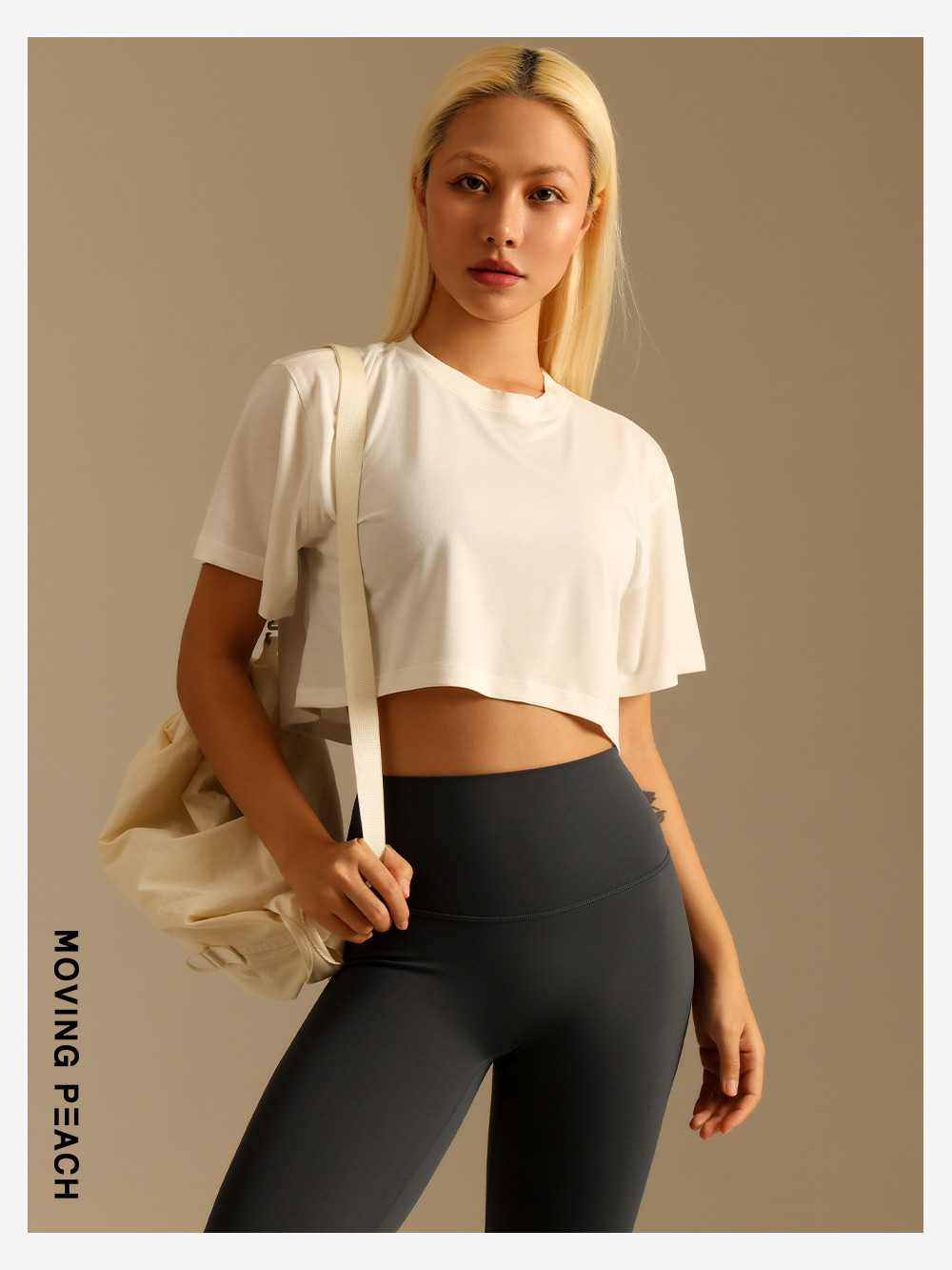 MOVING PEACH Women Sports Crop Top Relaxed Fit Breathable Running ...