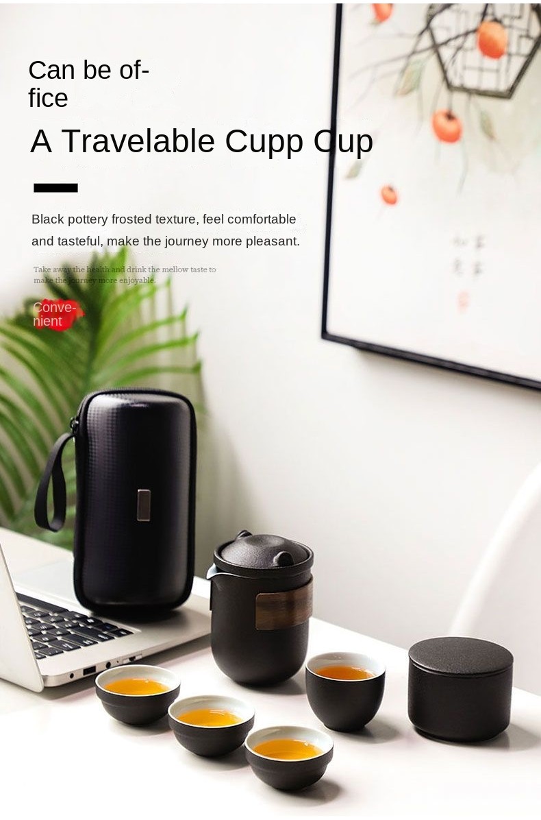 Ceramic Tea Set Portable Tea Set Tea Set Gift with Tea Tray Travel Tea ...