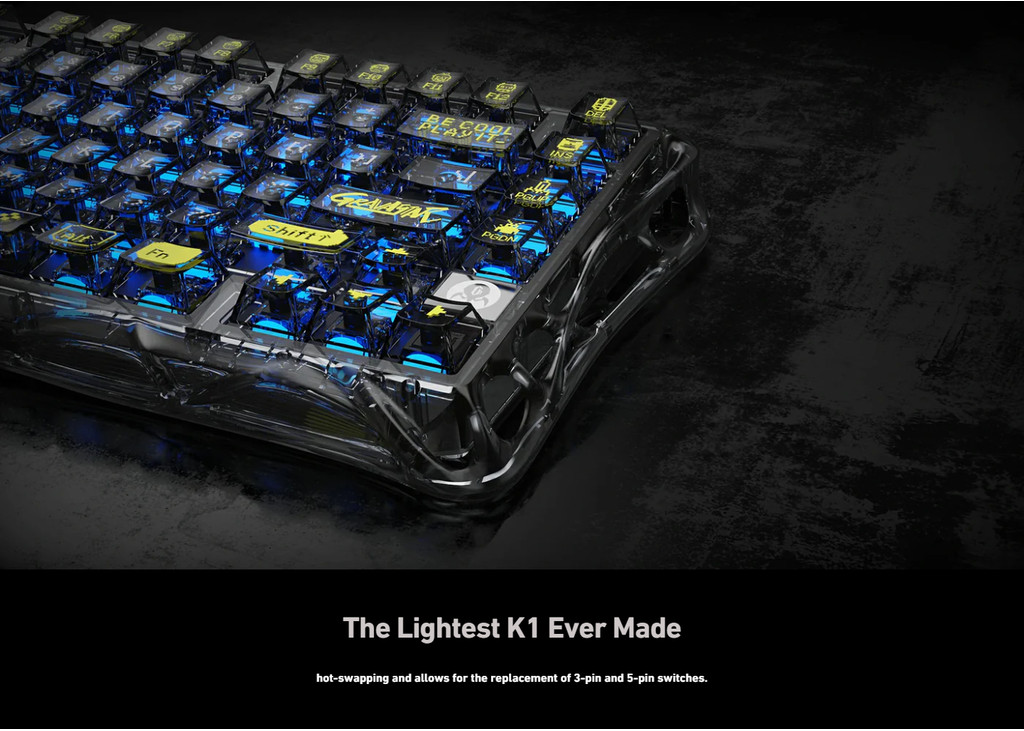 GravaStar K1 Lite 75% Wireless Mechanical Keyboard with Organic Polymer ...