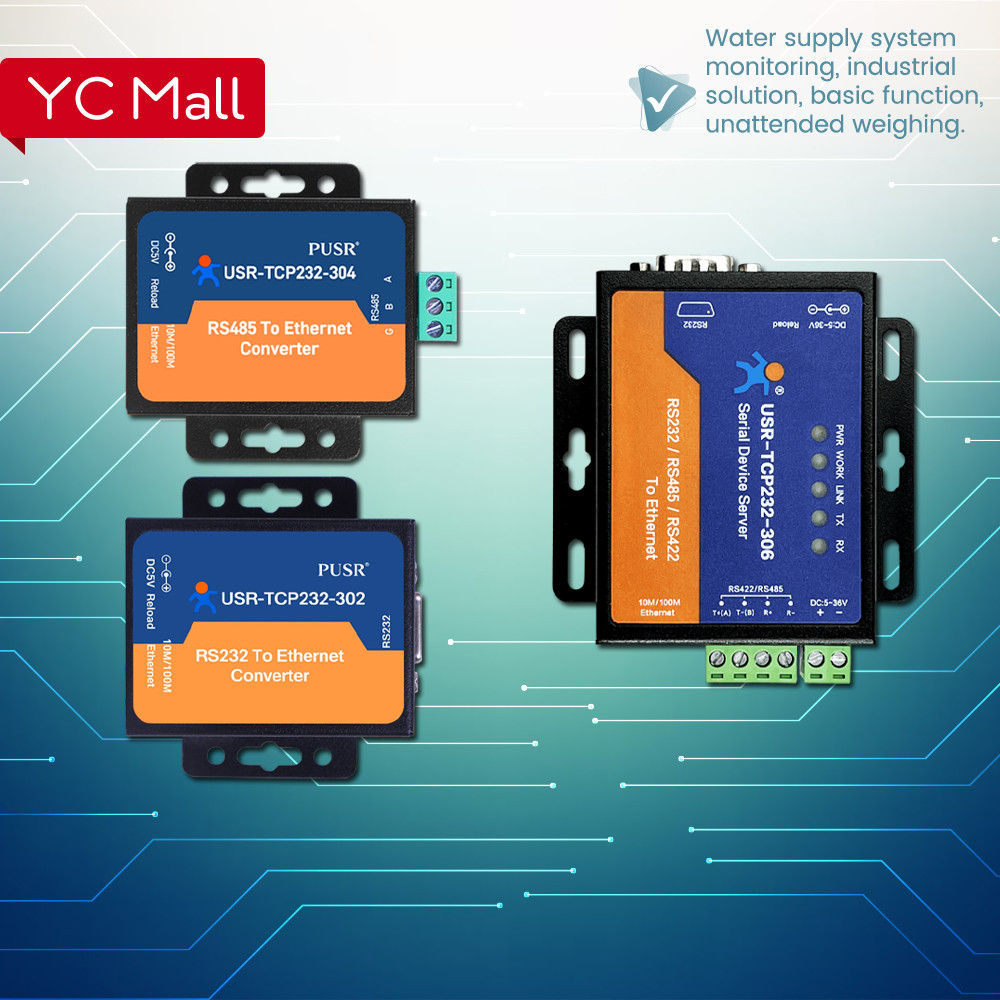 PUSR RS232 RS485 Modbus RTU to Modbus TCP Gateway Serial to Ethernet ...