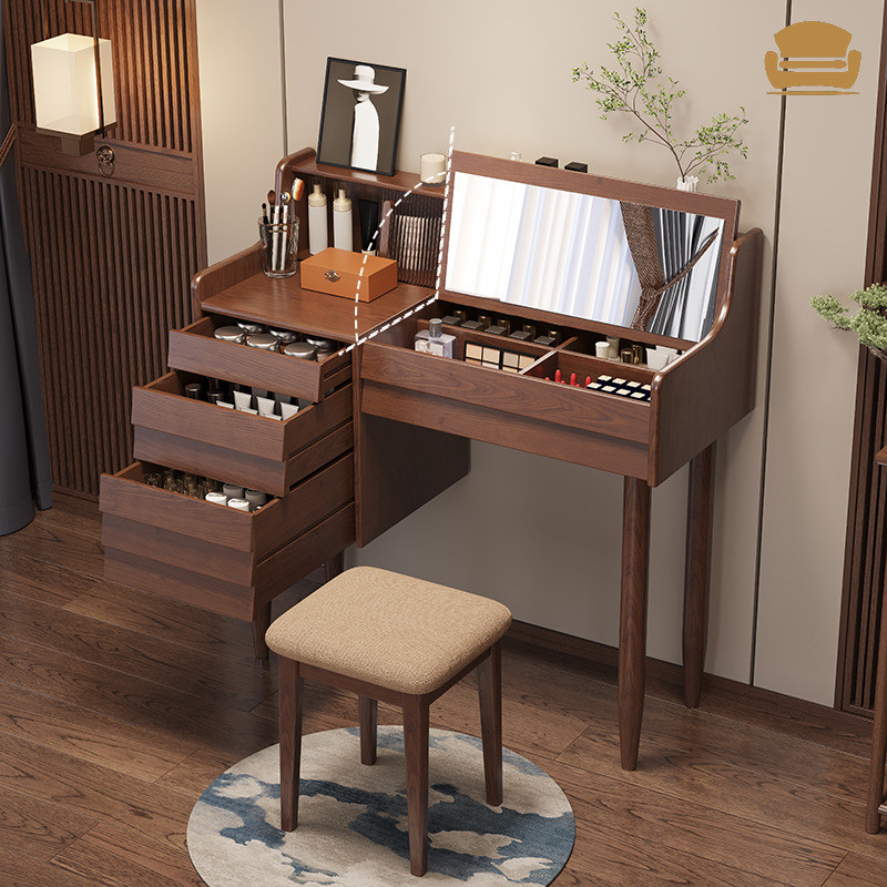 GT Dressing Table Solid Wood Storage Cabinet Modern Simple Bedroom Flip ...