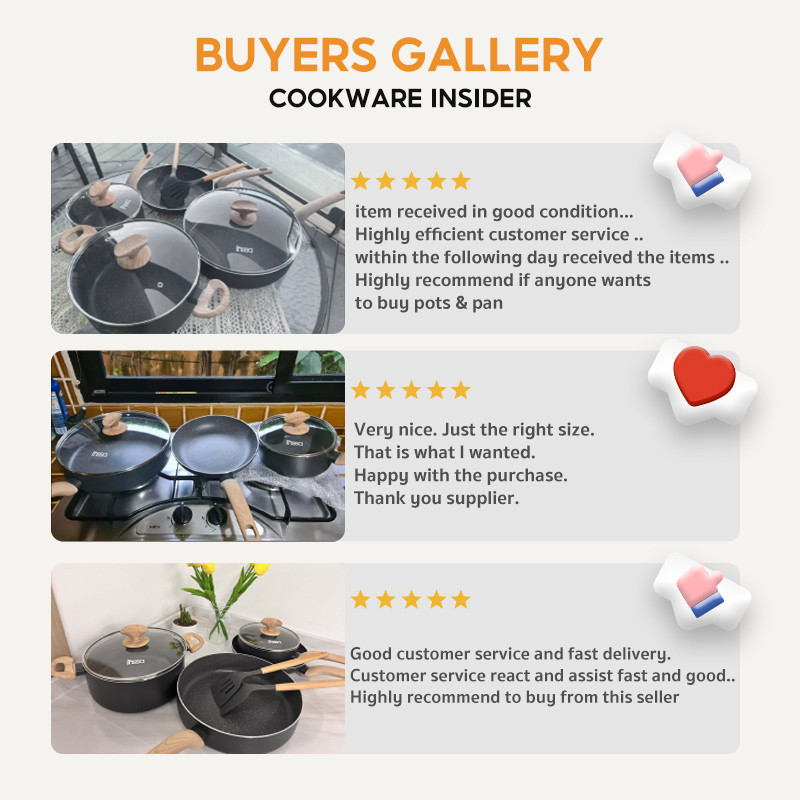 Simplus Kit 7PCS Non Stick Coating Cookware Sets 24cm Fry Pan/28cm Wok ...