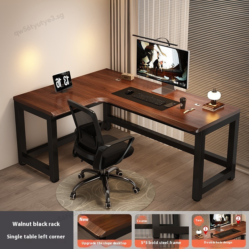 Learning Corner 5 Desk With Computer Bookshelf Office Integrated Curved ...