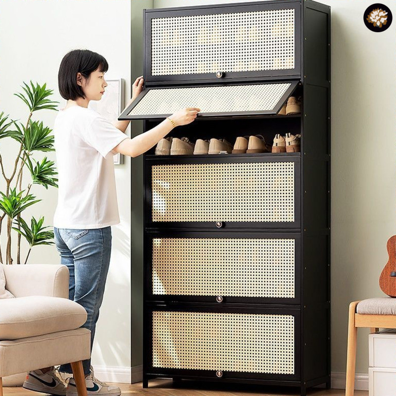 KAQ Shoe Cabinet Household Large-capacity 2024 New Flip Door Rack Black ...