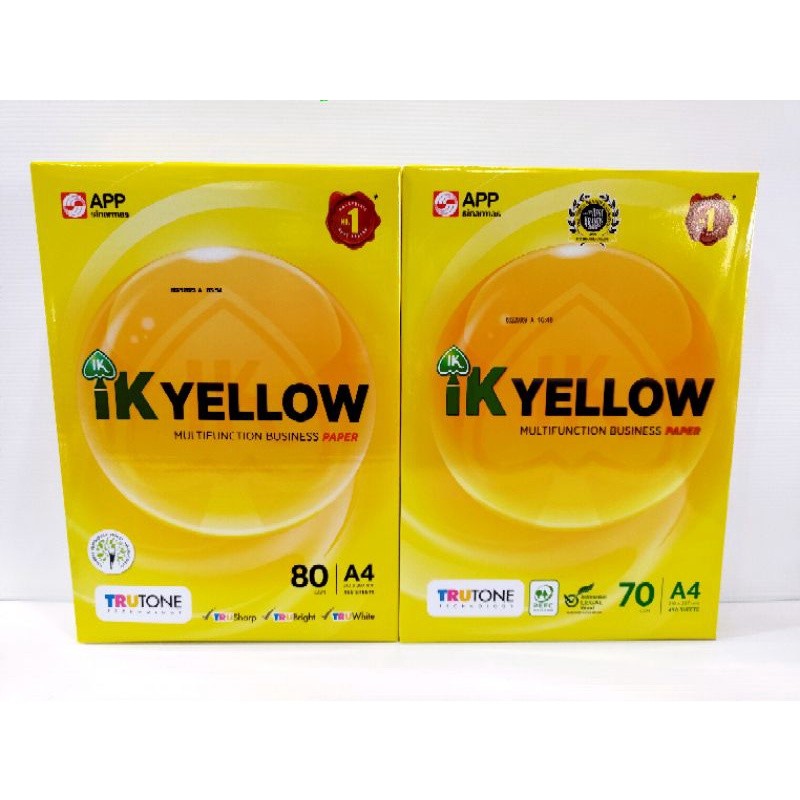 in stock Ik Yellow A4 Paper 70gsm 450's / 80gsm / Kertas A4 Putih / Kertas Fotostat /A4 Copier ...