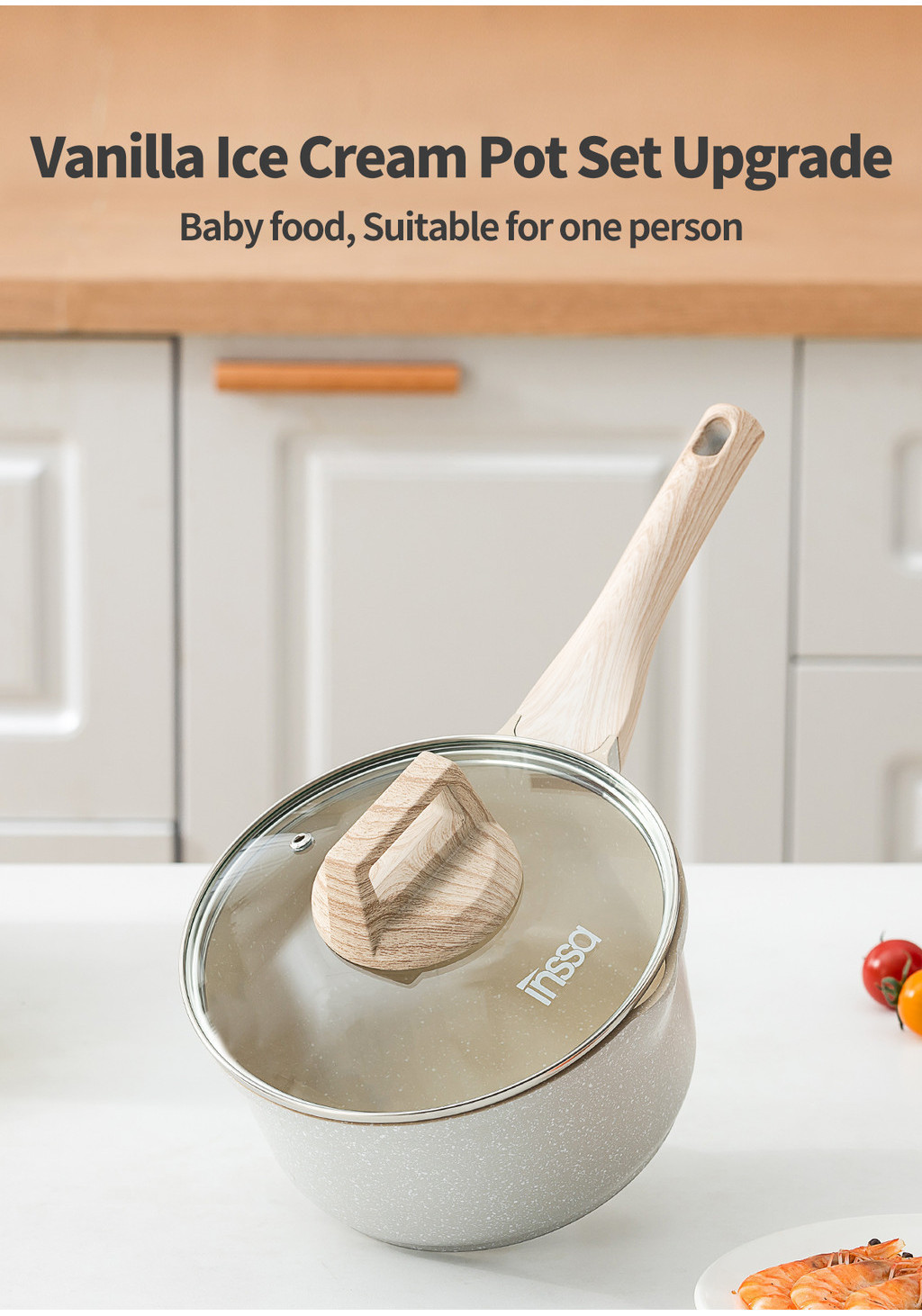 Inssa 18cm Sauce Pan Vanilla Gelato Series Cookware Non Stick Coating ...