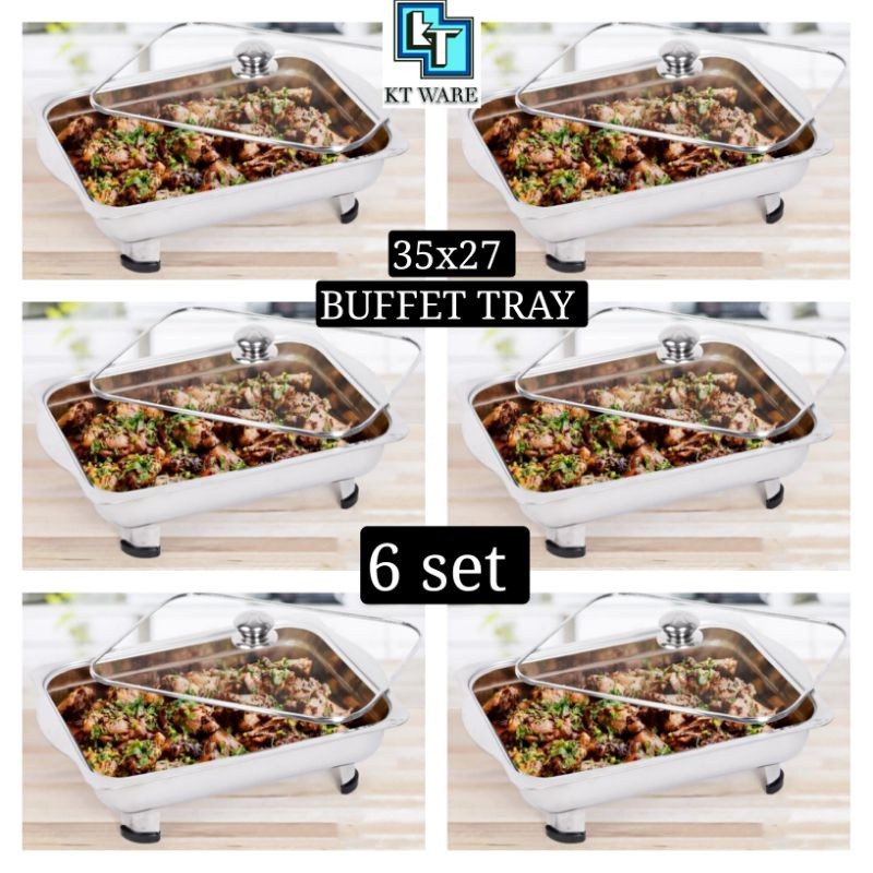 in stock KT WARE 6 set 35x27cm Buffet set (glass cover) chafing dish ...