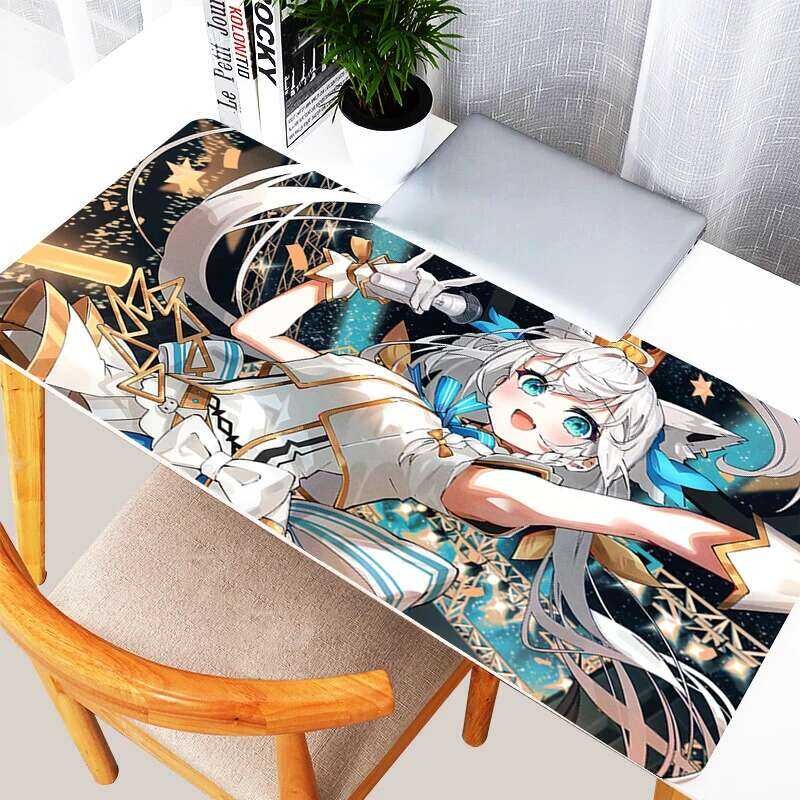 Shirakami Fubuki Mouse Pad Laptop Hololive Black And White Keyboard Rug ...