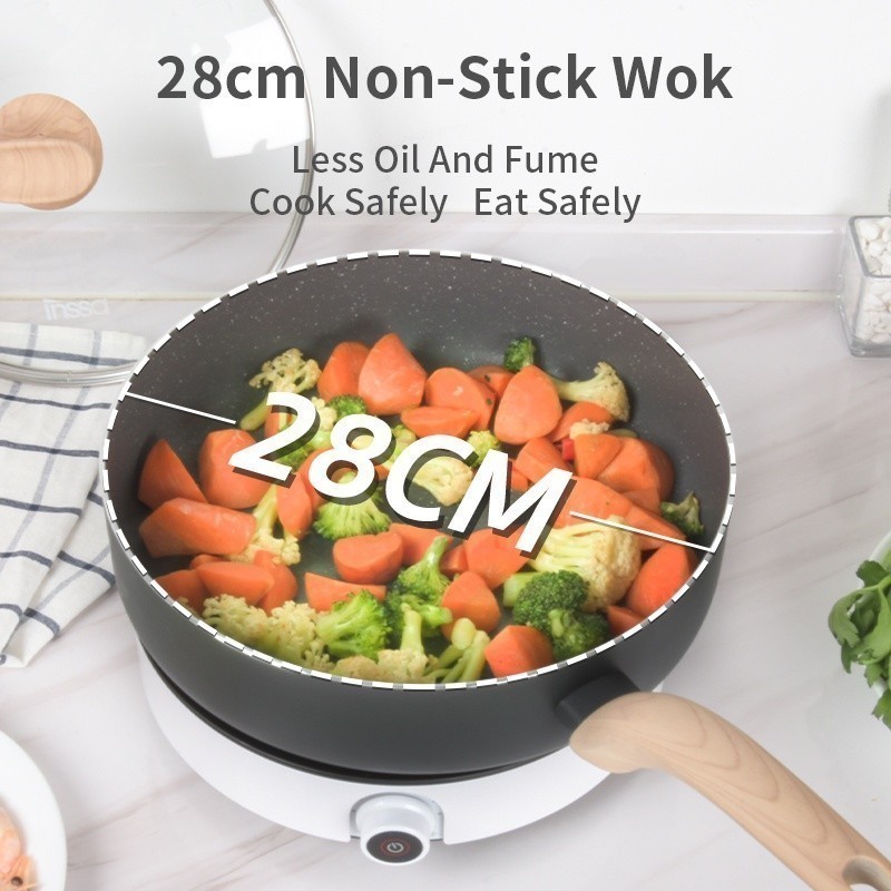 Simplus Kit 7PCS Non Stick Coating Cookware Sets 24cm Fry Pan/28cm Wok ...