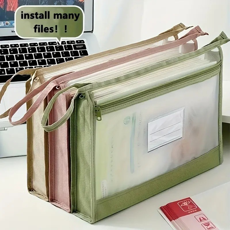 A4 Transparent Mesh Homework Storage Bag Large Capacity Double-layer ...