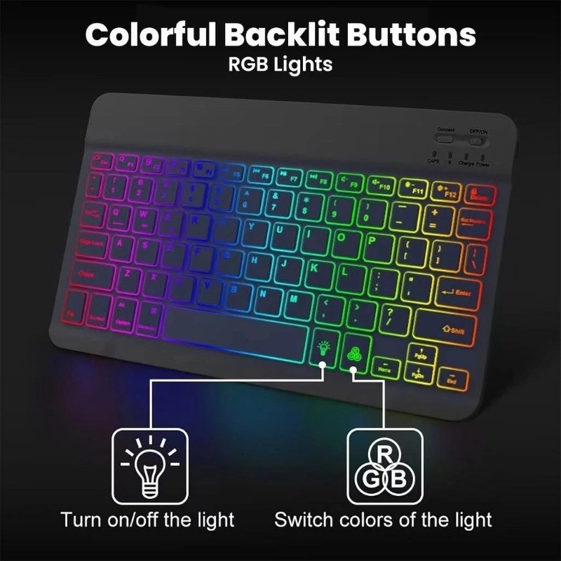 RGB Backlit Wireless Bluetooth Keyboard and Mouse with light LED for ...