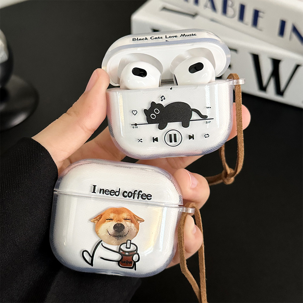 Funny Emoji Shiba Inu Dog Cat Clear Earphone Case for Airpods 1 2 3 4 ...
