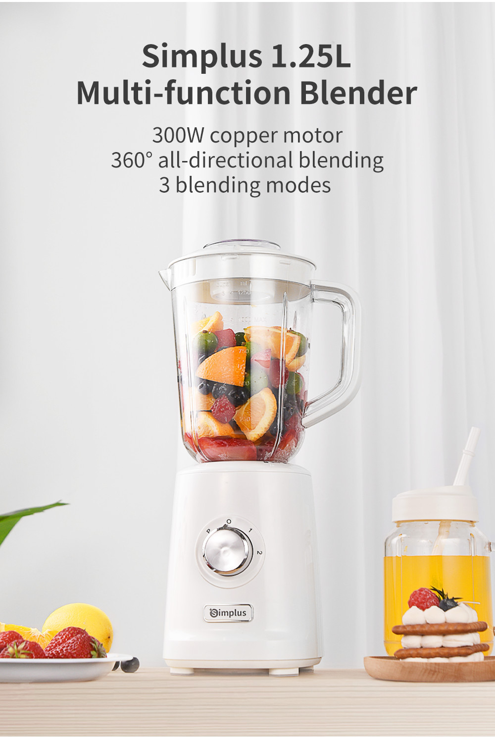 Inssa Multi-functional Blender丨300W Power丨3 Adjustable Modes丨2 Interchangeable Cups丨Travel Cup ...