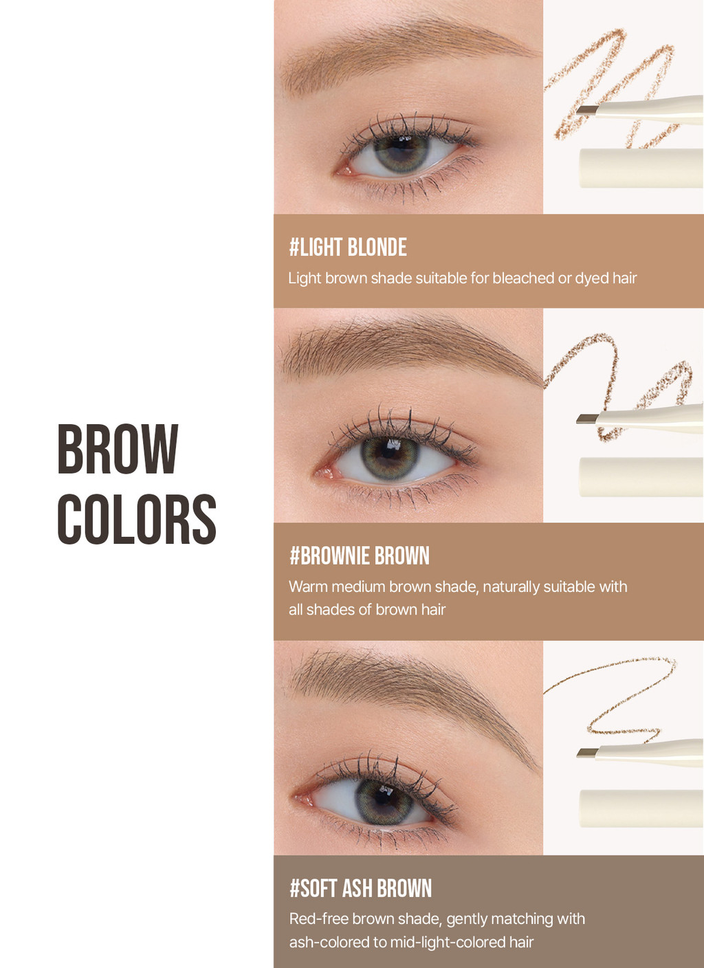 3CE Easy Brow Designing Pencil, Brow pencil matte and soft texture ...