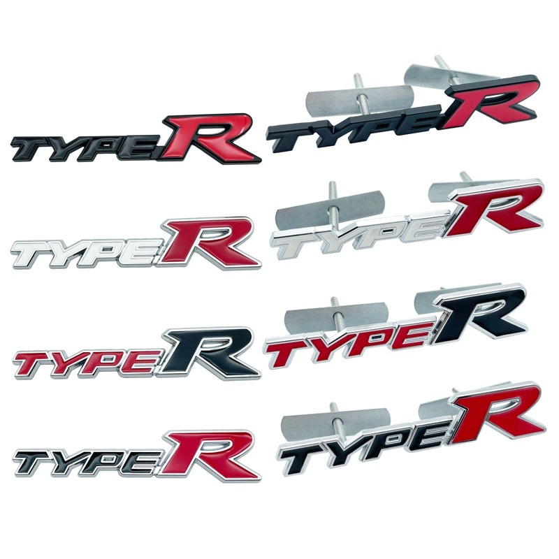 3D Metal Type R Typer Logo Car Front Grille Emblem Sticker Accessories ...