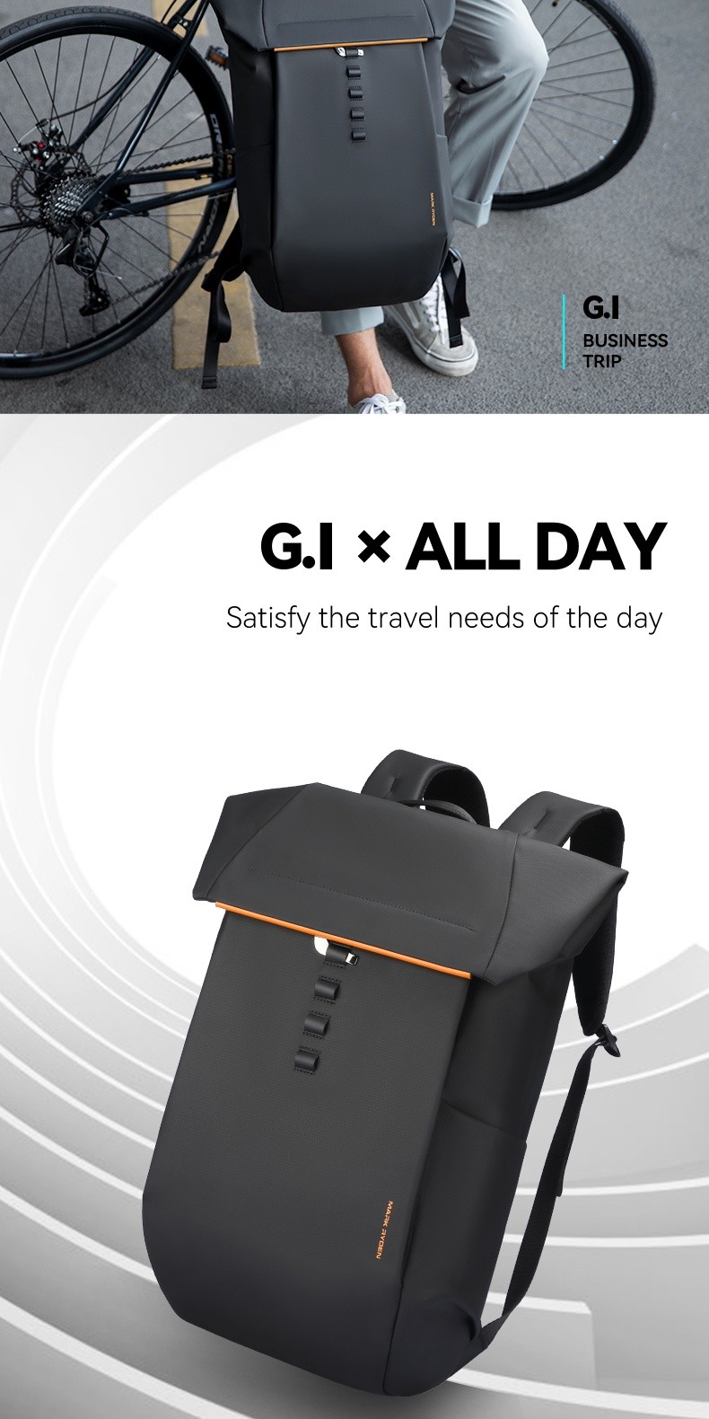 Mark Ryden Outdoor Backpack splash proof Laptop Bag Foldable Men's Bag ...